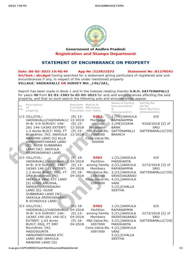 ENCUMBRANCE FORM-man | PDF | Property Law | Natural Resources Law