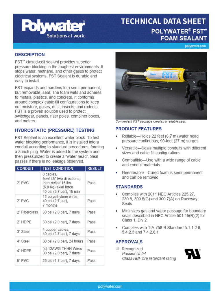 Foam Sealant FST TDS | PDF | Polyurethane | Duct (Flow)