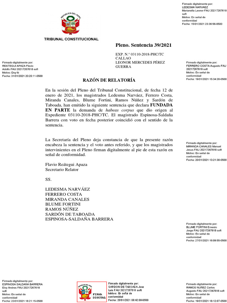 STC #03110-2018-HC - Libertad de Transito | PDF | Sentencia (ley ...