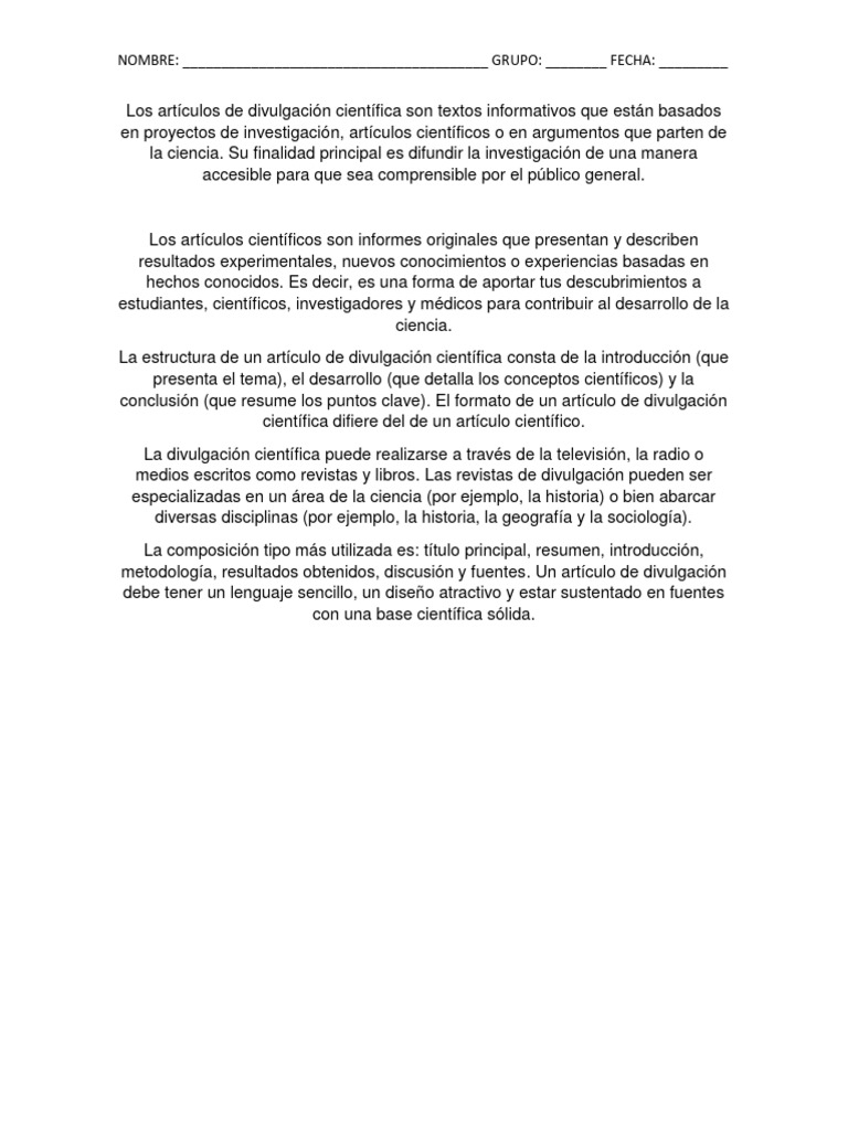 Texto de Divulgacion | PDF | Publicación Académica | Science Texto de Divulgacion | PDF | Publicación Académica | Science
