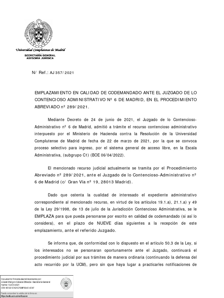 357-2021 EMPLAZAMIENTO INTERESADOS c1 Adm - Signed | PDF