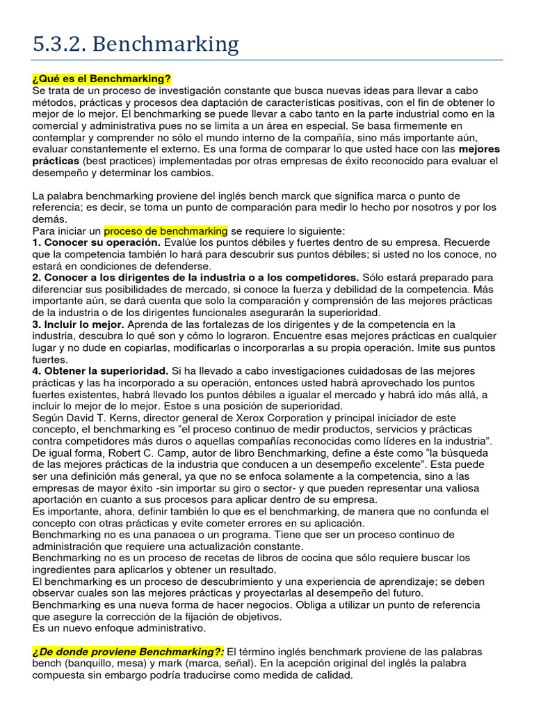Investigación de Benchmarking | PDF | Benchmarking | Business