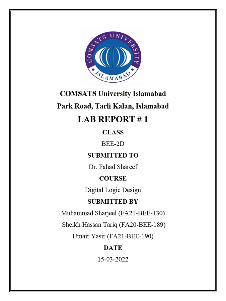 DLD Lab 1 | PDF | Logic Gate | Integrated Circuit