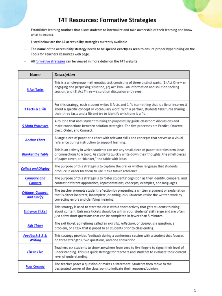 04-Formative Strategies | PDF | Thought | Learning
