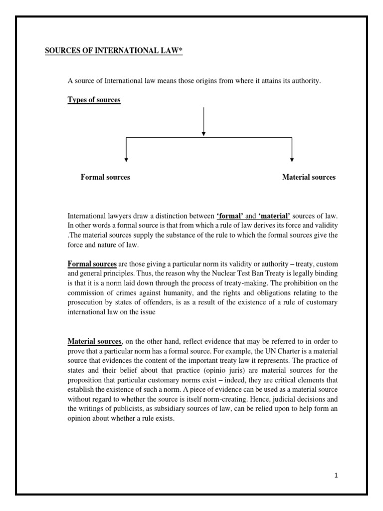 Sources of International Law Explained | PDF | International Law | Treaty