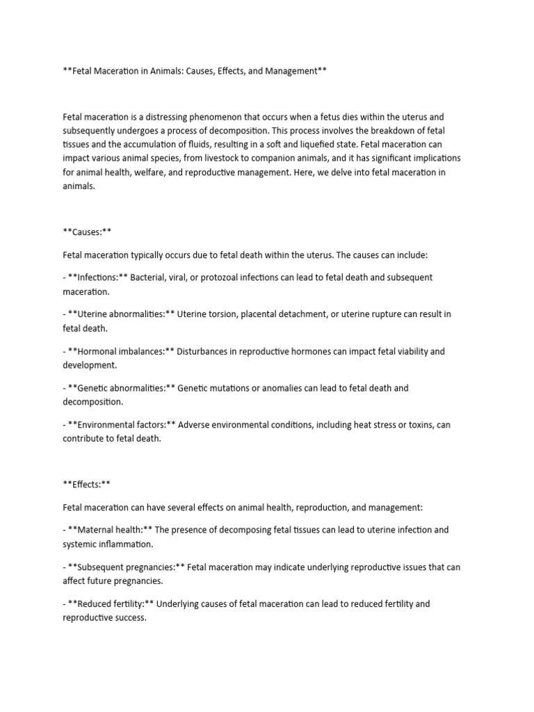 Fetal Maceration in Animals | PDF | Fetus | Uterus