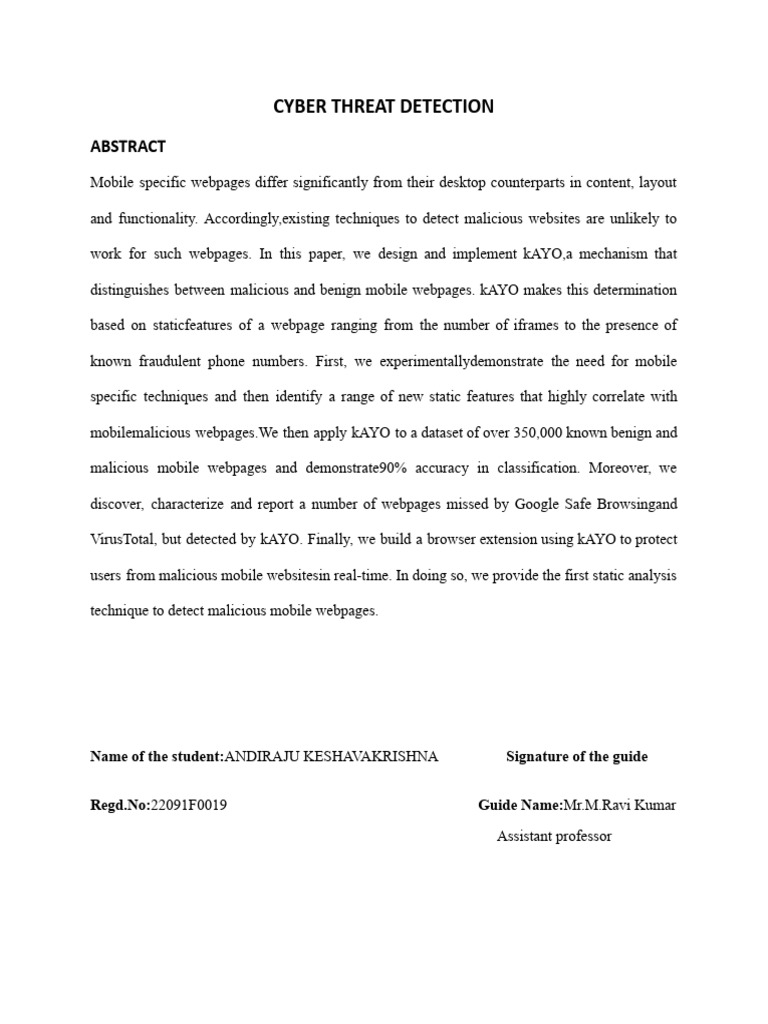 Cyber Threat Detection | PDF