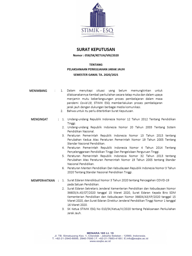 SKK-Pembelajaran Jarak Jauh Ganjil 2020-2021 | PDF