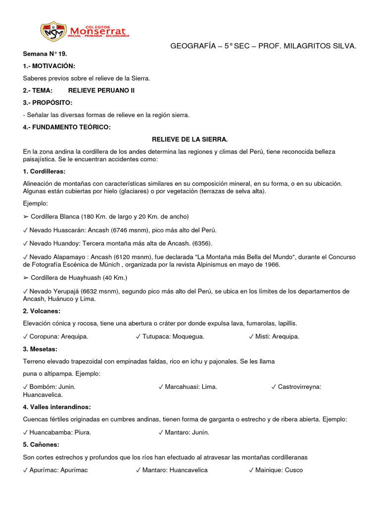 Organizador Visual del Relieve Peruano | PDF | Andes | Perú