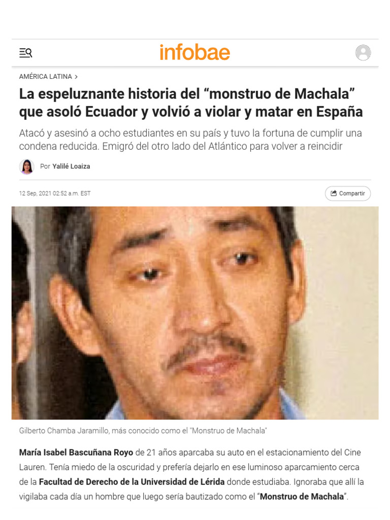 Gilberto Chamba La Espeluznante Historia Del Monstruo de Machala Que ...