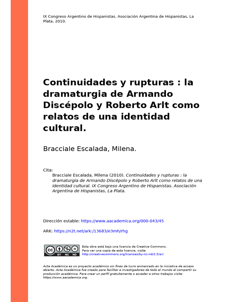 Bracciale Escalada, Milena (2010) - Continuidades y Rupturas La ...