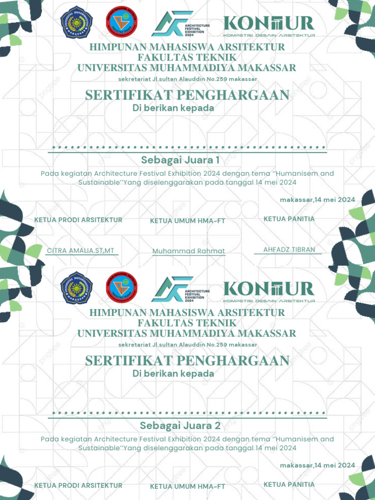 Biru Oranye Kreatif Piagam Penghargaan Sertifikat | PDF