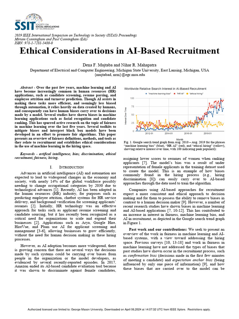 Ethical Considerations in AI-Based Recruitment | PDF | Artificial ...