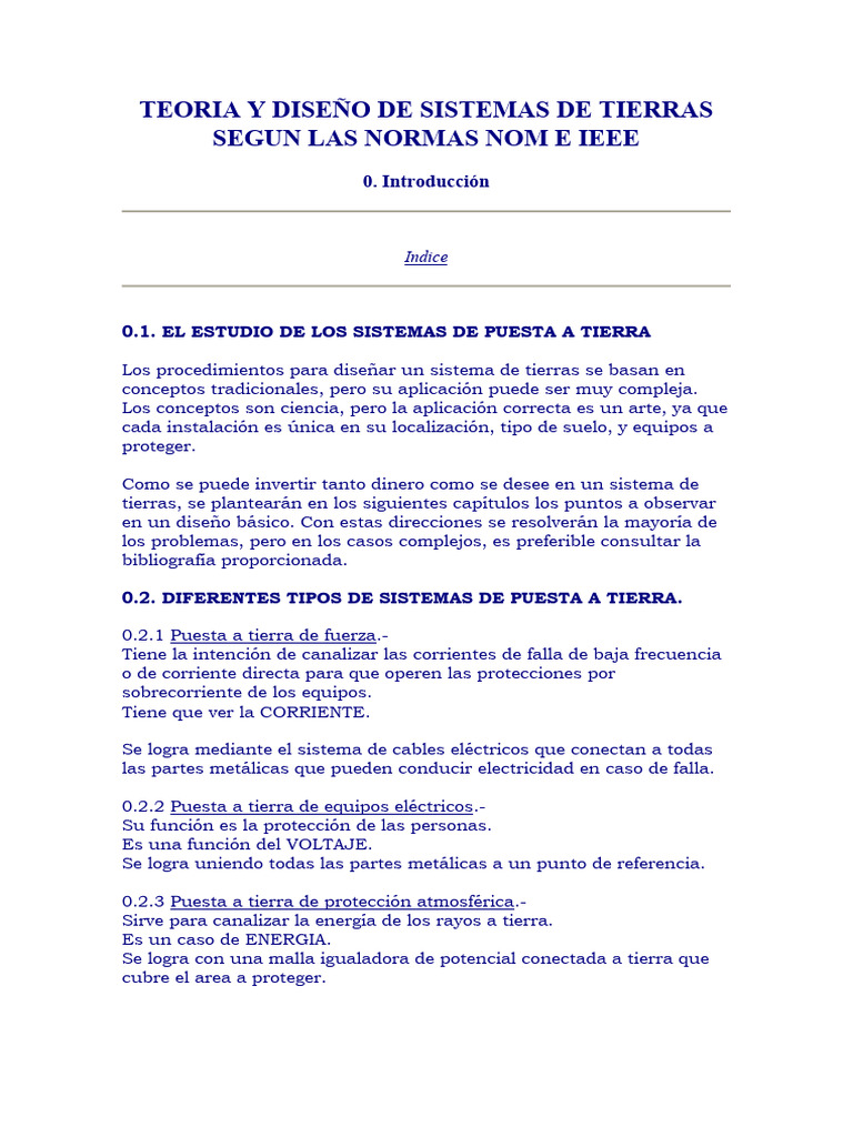 Teoria y Diseño de Sistemas de Tierras Segun Las Normas Nom e Ieee | PDF
