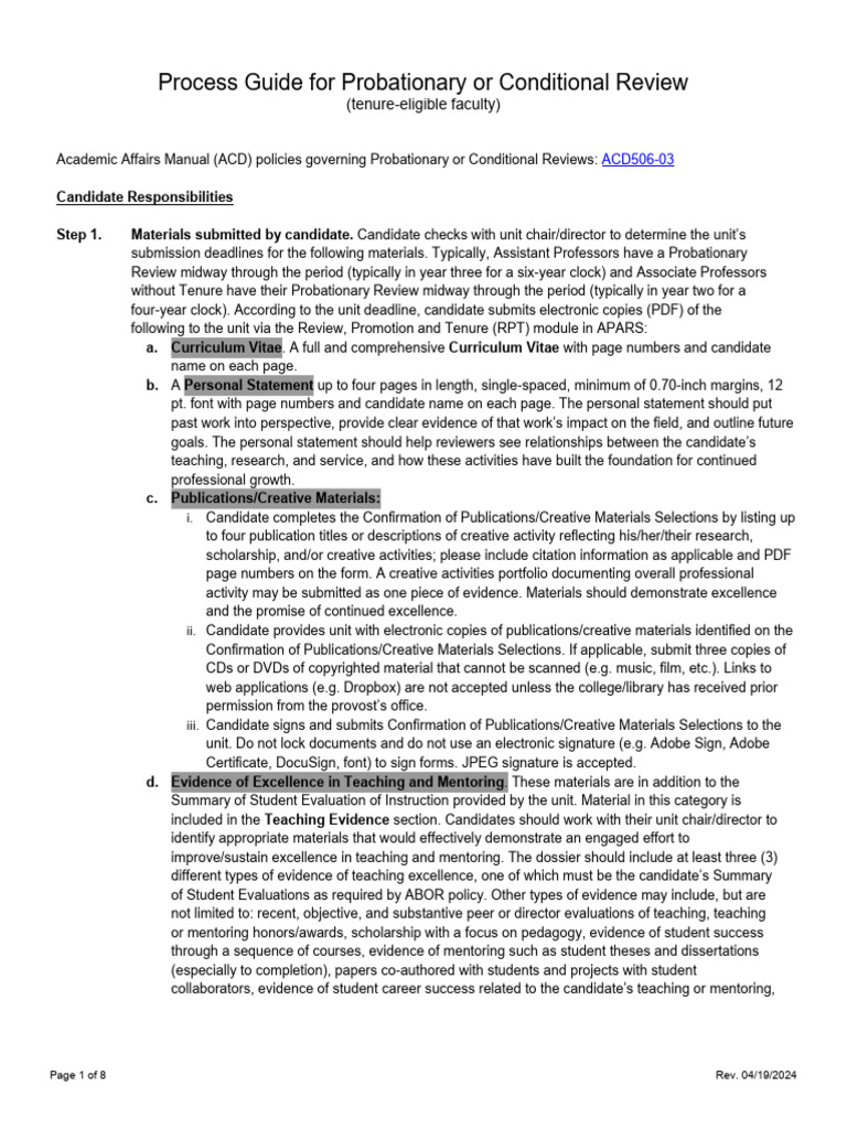 Process-Guide-Probationary-Review-Faculty 20240419 | PDF | Thesis