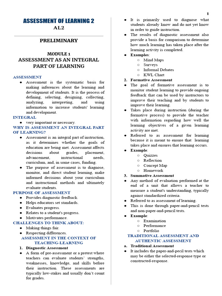 Assessment of Learning 2 Google Docs | PDF | Educational Assessment ...