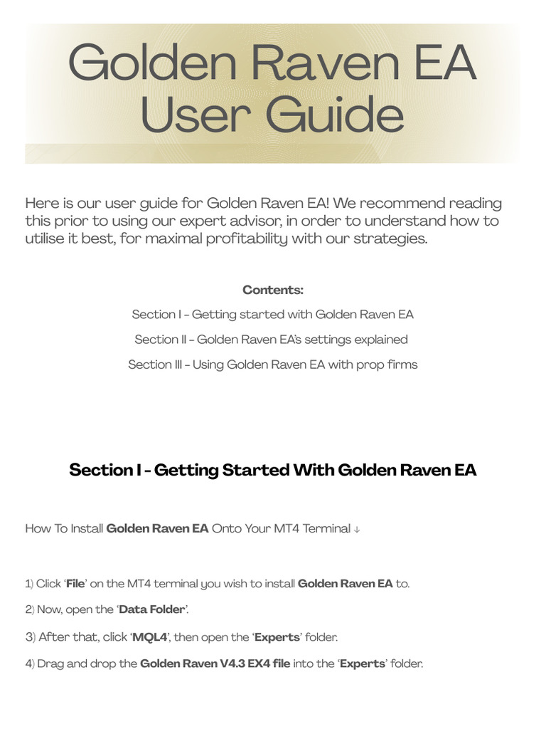 Golden Raven EA User Guide | PDF | Equity (Finance) | Option (Finance)