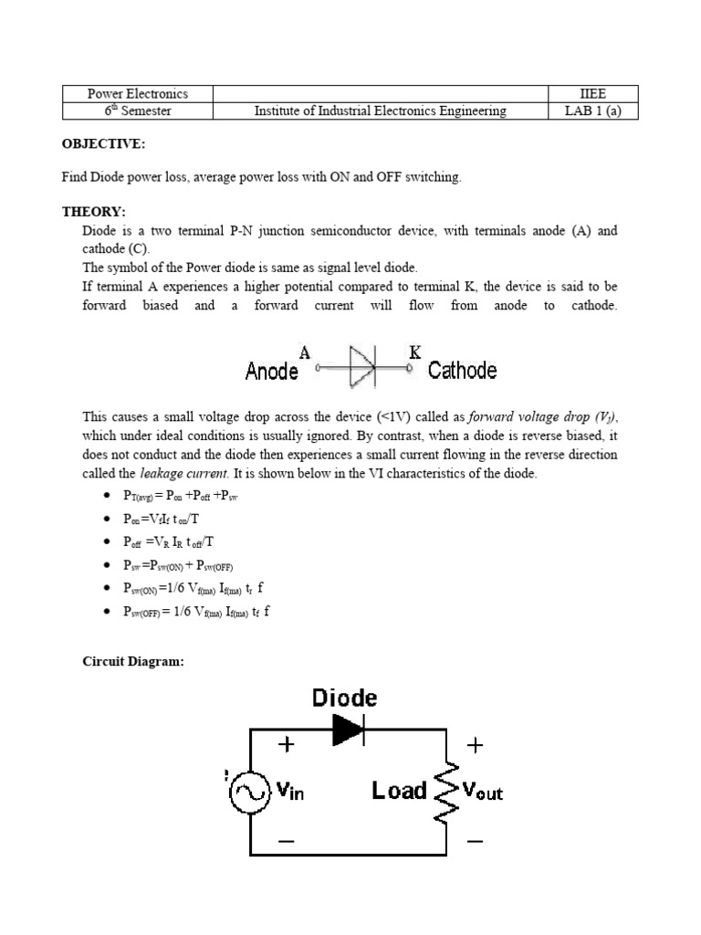 Lab-1 Powe | PDF | Diode | P–N Junction