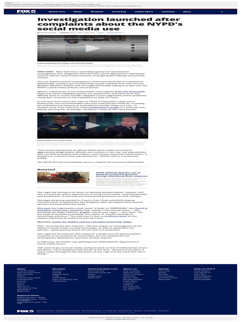 Investigation Launched After Complaints About The NYPD's Social Media | PDF | New York City ...