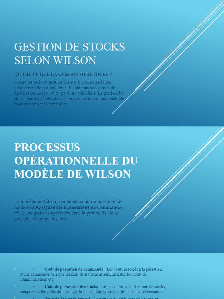GESTION DE STOCKS SELON WILSON | PDF | Inventaire | Économie