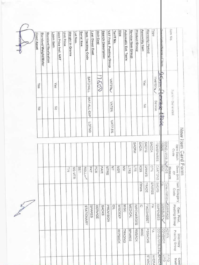 Item Card Pdf