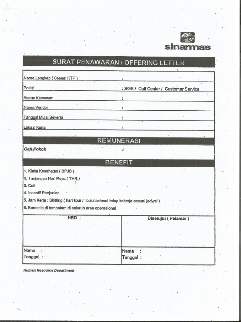 Form Isian Karyawan (Materai) | PDF