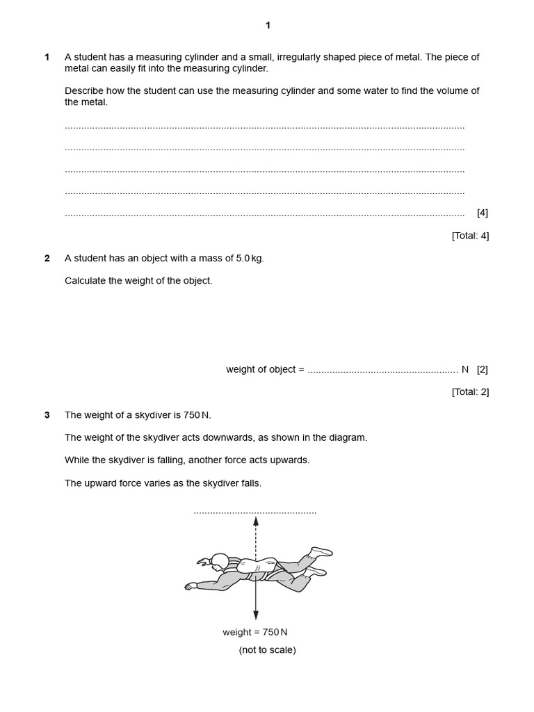 Grade 8 Physics Past Paper Questions | PDF | Force | Speed
