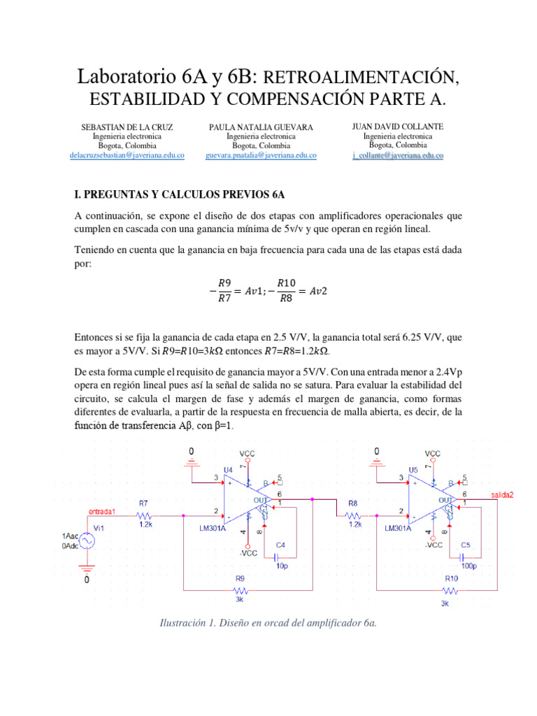 Laboratorio 6A y 6B | PDF | Red eléctrica | Amplificador