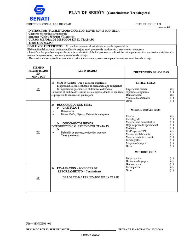 Plan de Secion Mejora de Metodos en El Trabajo | PDF | Innovación ... Plan de Secion Mejora de Metodos en El Trabajo | PDF | Innovación ...
