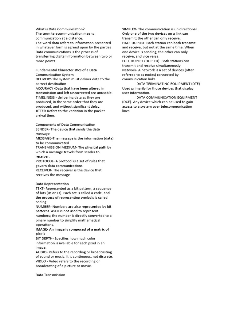 Data Communication Basics | PDF | Duplex (Telecommunications) | Information