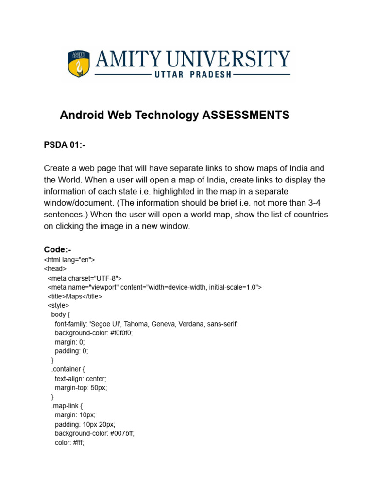 Android Web Technology ASSESSMENTS | PDF | World Wide Web | Internet & Web