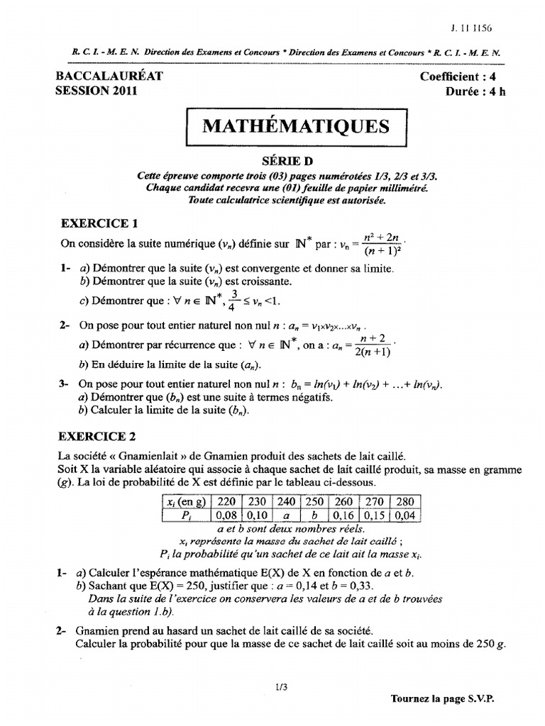 Bac D Math 2011 | PDF