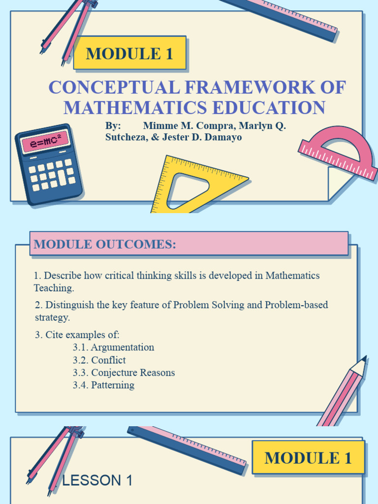 Module I CONCEPTUAL FRAMEWORK OF MATHEMATICS EDUCATION COMPRA SUTCHEZA ...