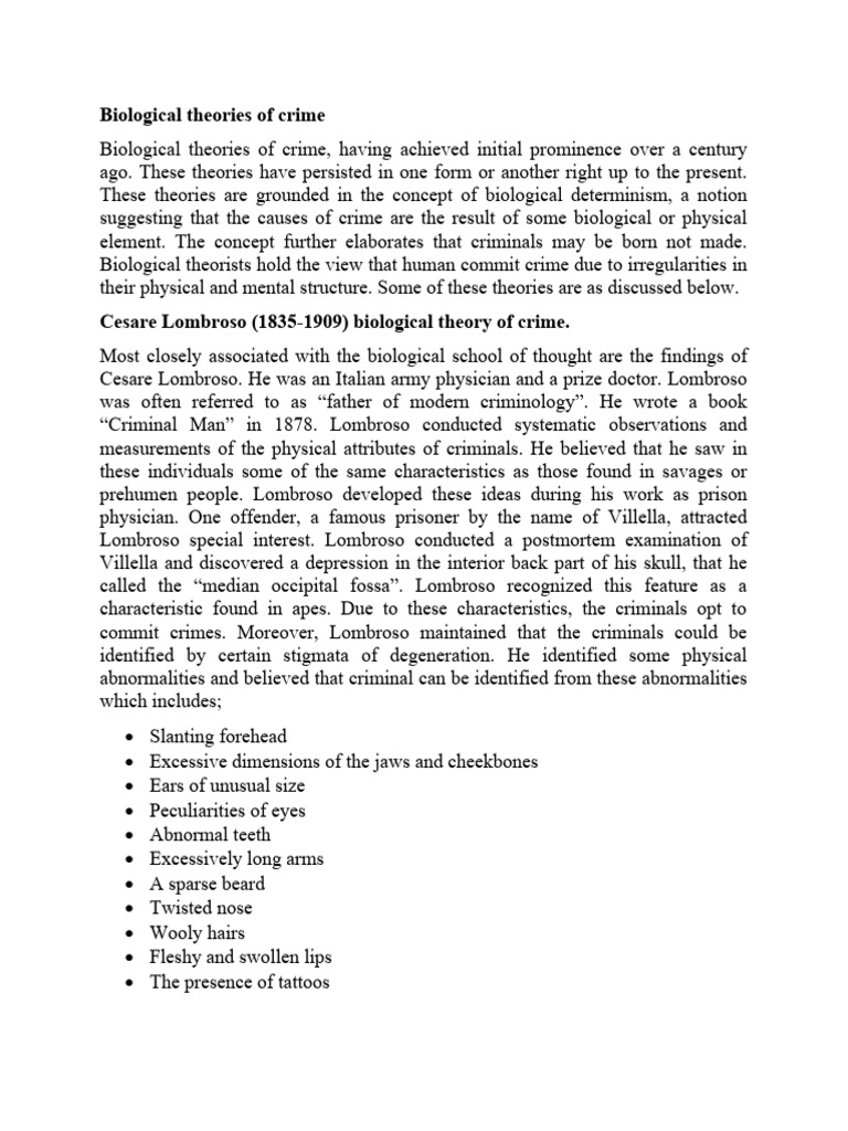 Lec.6. Biological Theories of Crime | PDF | Crimes | Crime & Violence
