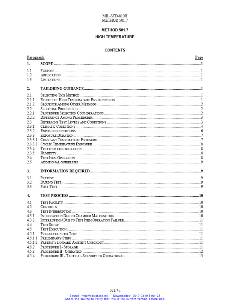 MIL STD 810H Method 501.7 High Temperature | PDF | Humidity | Heat