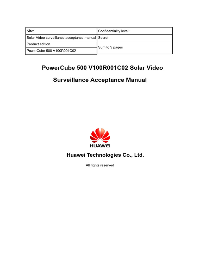 PowerCube 500 V100R001C02 Solar Video Surveillance Acceptance Manual ...