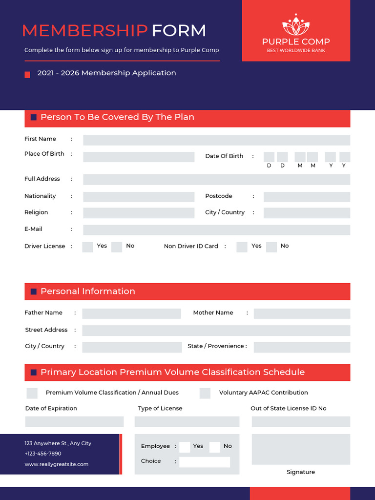 Purple Comp Membership Application Form | PDF