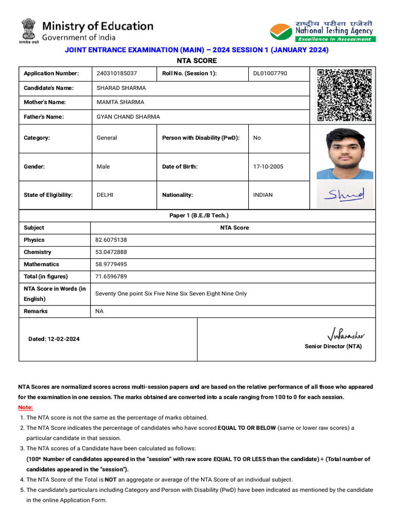 Joint Entrance Examination (Main) - India | PDF | Qualifications | Tests