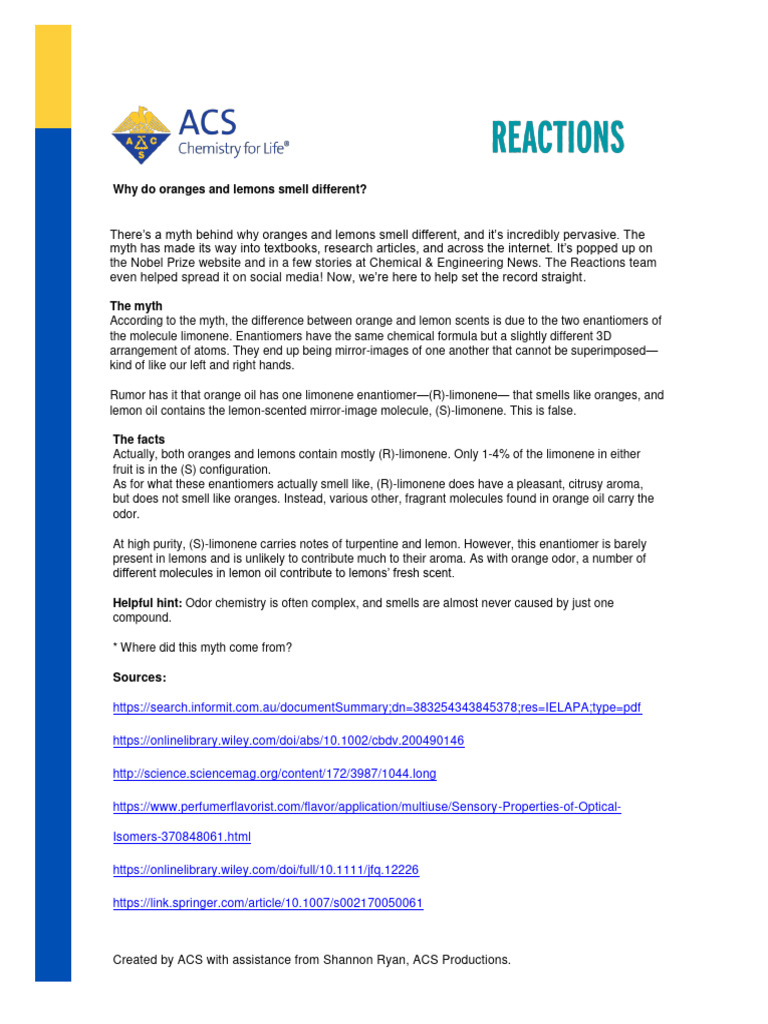 Orange vs Lemon Scent Myth Debunked | PDF