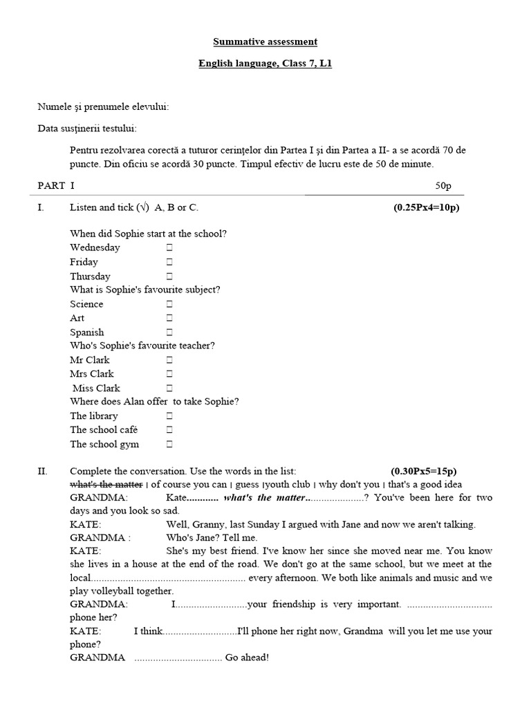 Summative Assessment 7th Grade | PDF