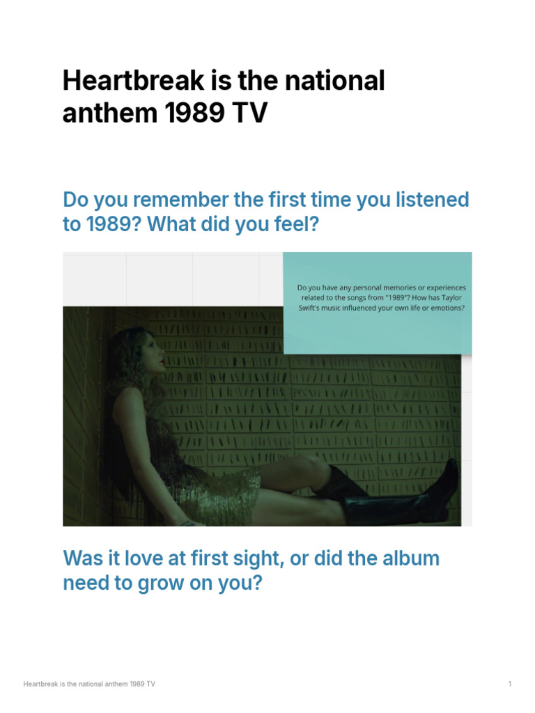 Heartbreak Is The National Anthem 1989 TV | PDF | Romanticism