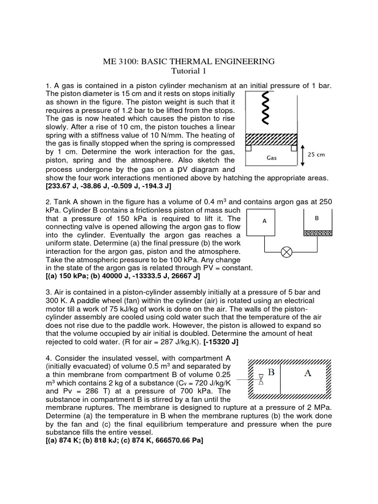 Tutorial 1 | Download Free PDF | Gases | Piston