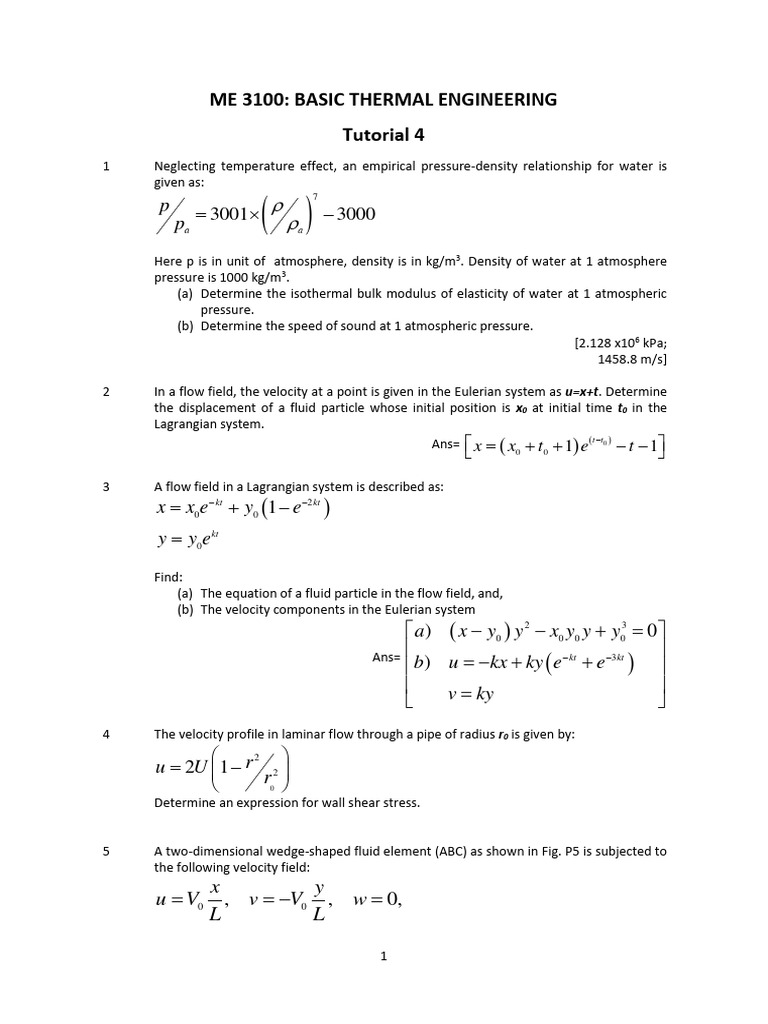 Tutorial 4 | PDF | Fluid Dynamics | Continuum Mechanics