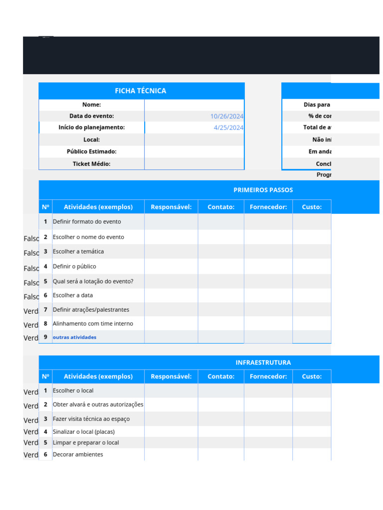 Cópia de Checklist Produção de Eventos | PDF | Despesa | Planejamento