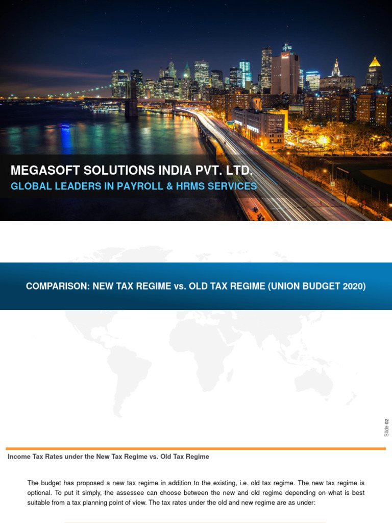Comparison Of Old Vs New Tax Regime Ms Pdf Tax Bracket Taxes