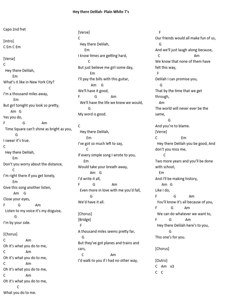 Hey There Delilah | PDF | Recorded Music | Sound Recording