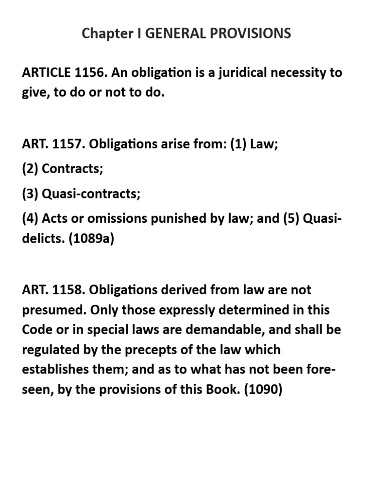 Chapter I GENERAL PROVISIONS | PDF | Guarantee | Law Of Obligations
