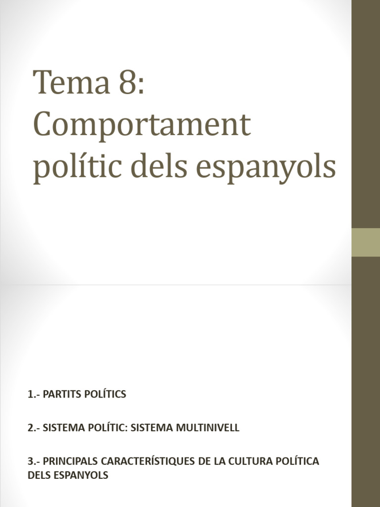 Tema 8: Comportament Polític Dels Espanyols | PDF | Donación | Gobierno