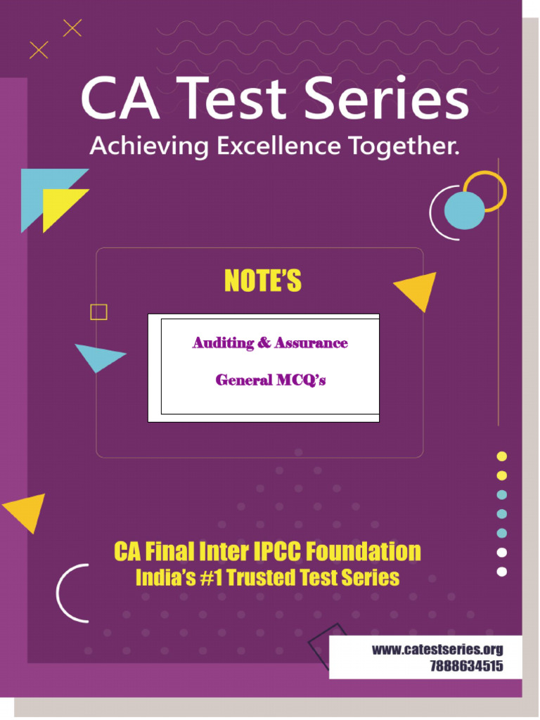 CA Final Audit MCQs Practice Questions | PDF | Audit | Financial Audit