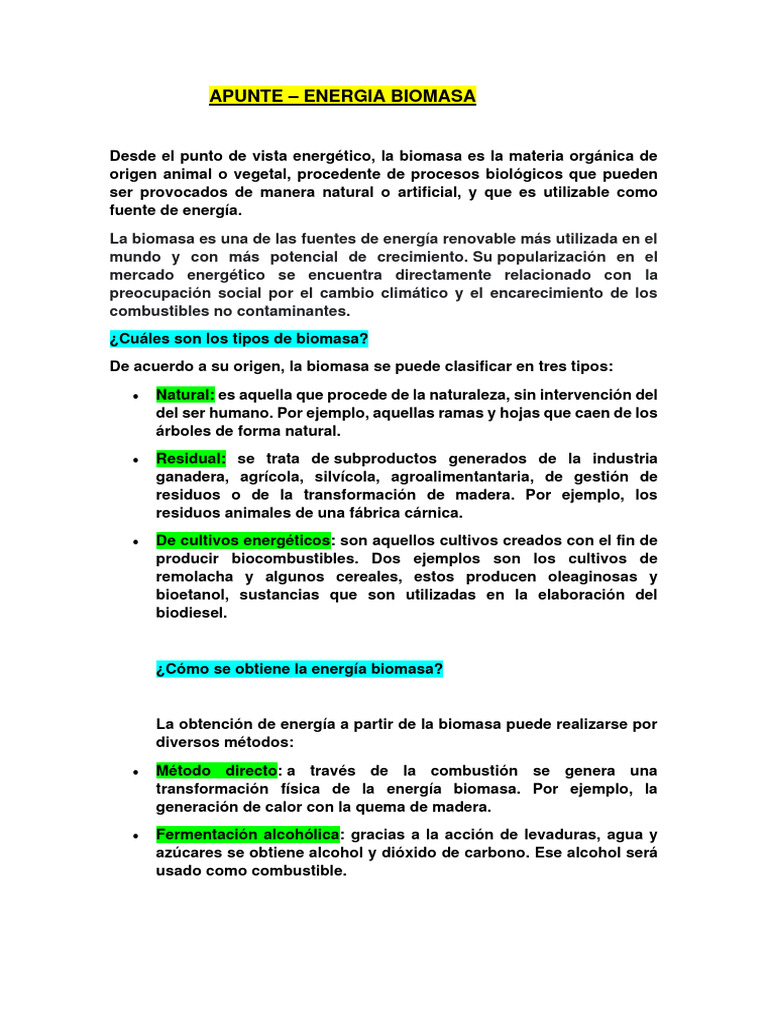 Biomasa: Energía Renovable y Sostenible | PDF | Biomasa | Naturaleza